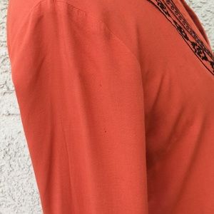 Roly Poly | Tops | Roly Poly Orange Embroidered Blouse Shirt | Poshmark